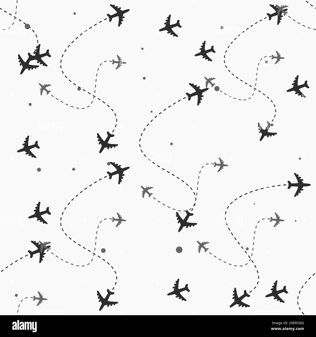 Travel around the world airplane routes seamless pattern, background ...