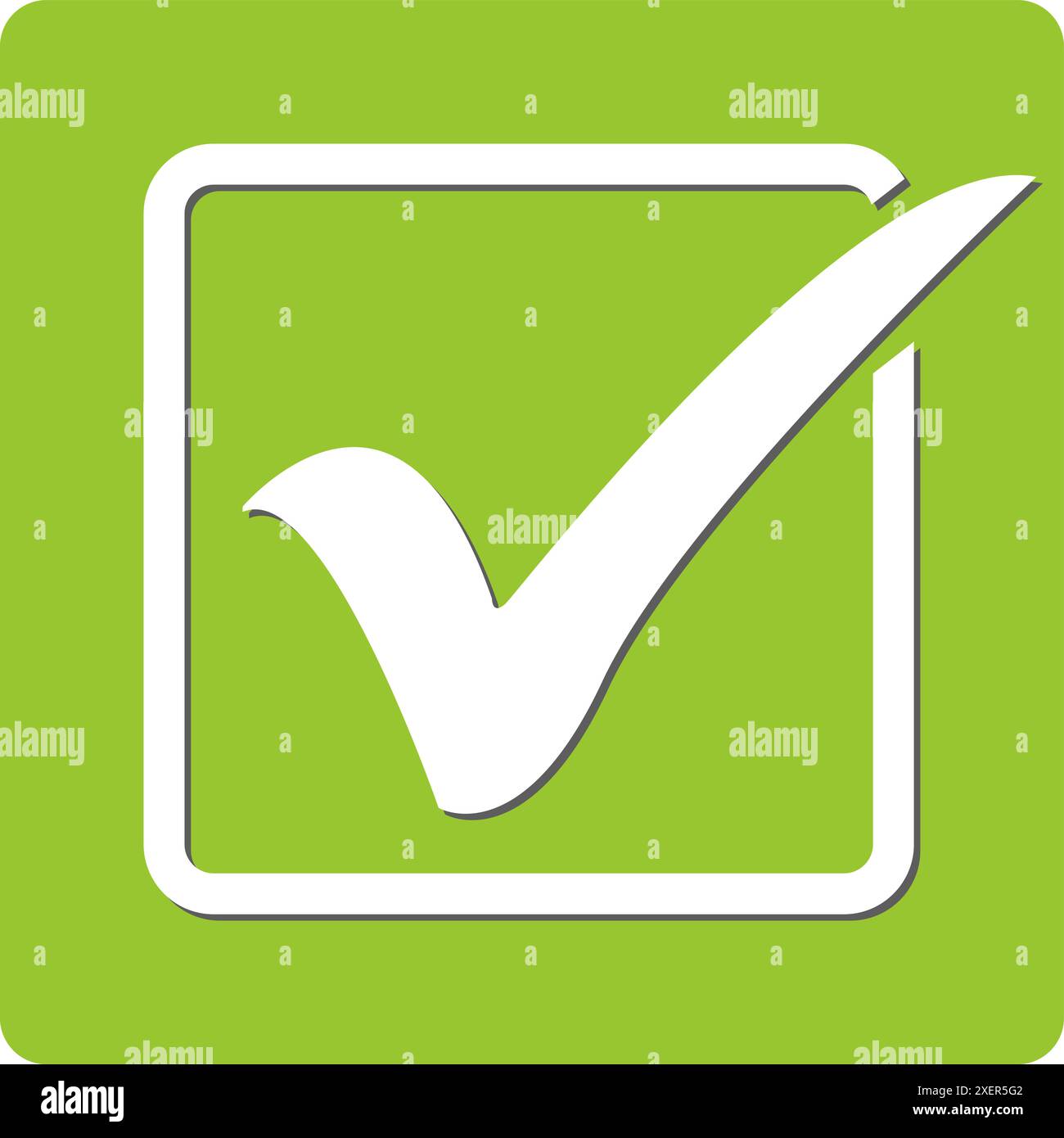 Green check mark icon in a box. Tick symbol in green color, vector ...