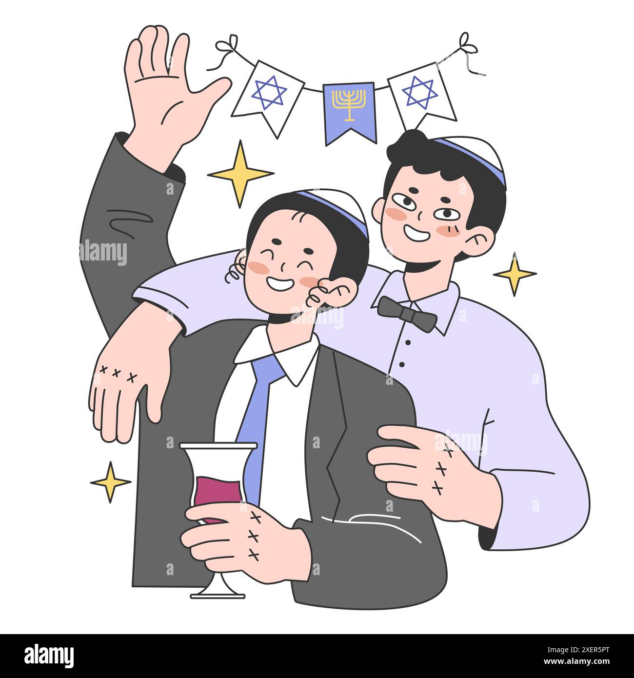 Hanukkah celebrating. Family gathering on religious holidays. Young men ...