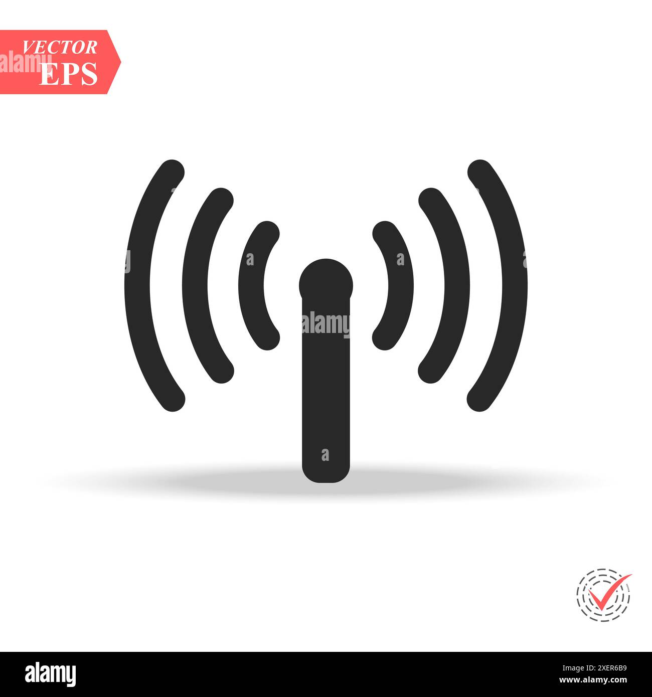 Wifi antenna line icon, outline vector sign, linear style pictogram isolated on white. Wireless ...