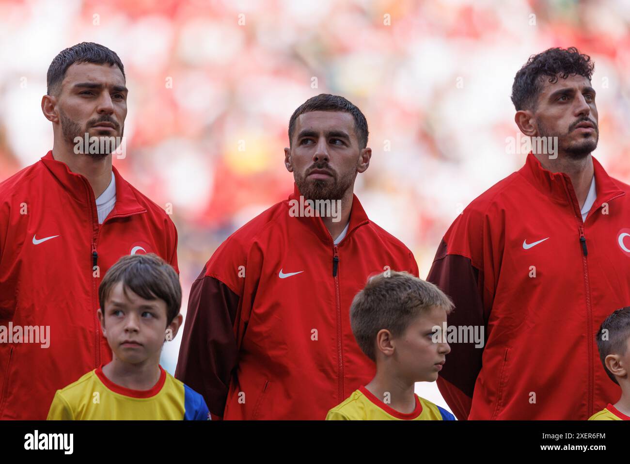 Kaan Ayhan, Orkun Kokcu, Samet Aykadin seen during UEFA Euro 2024 game ...