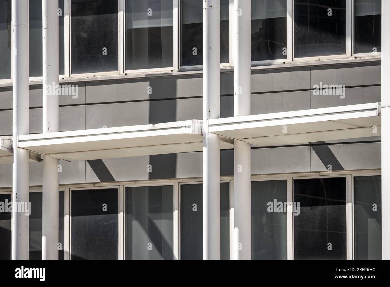 The structure of the facade focuses on verticality, with columns ...