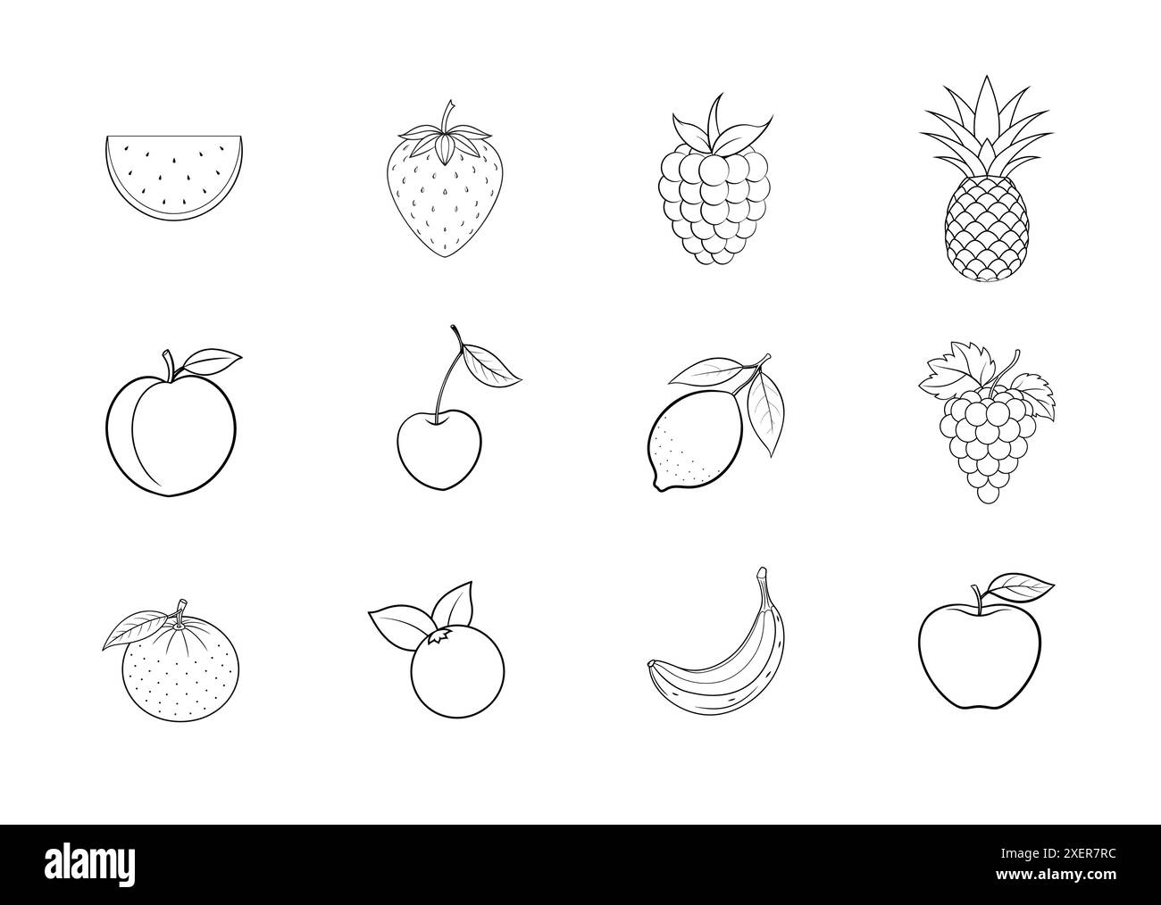 Fruits line art illustrations set Stock Vector Image & Art - Alamy
