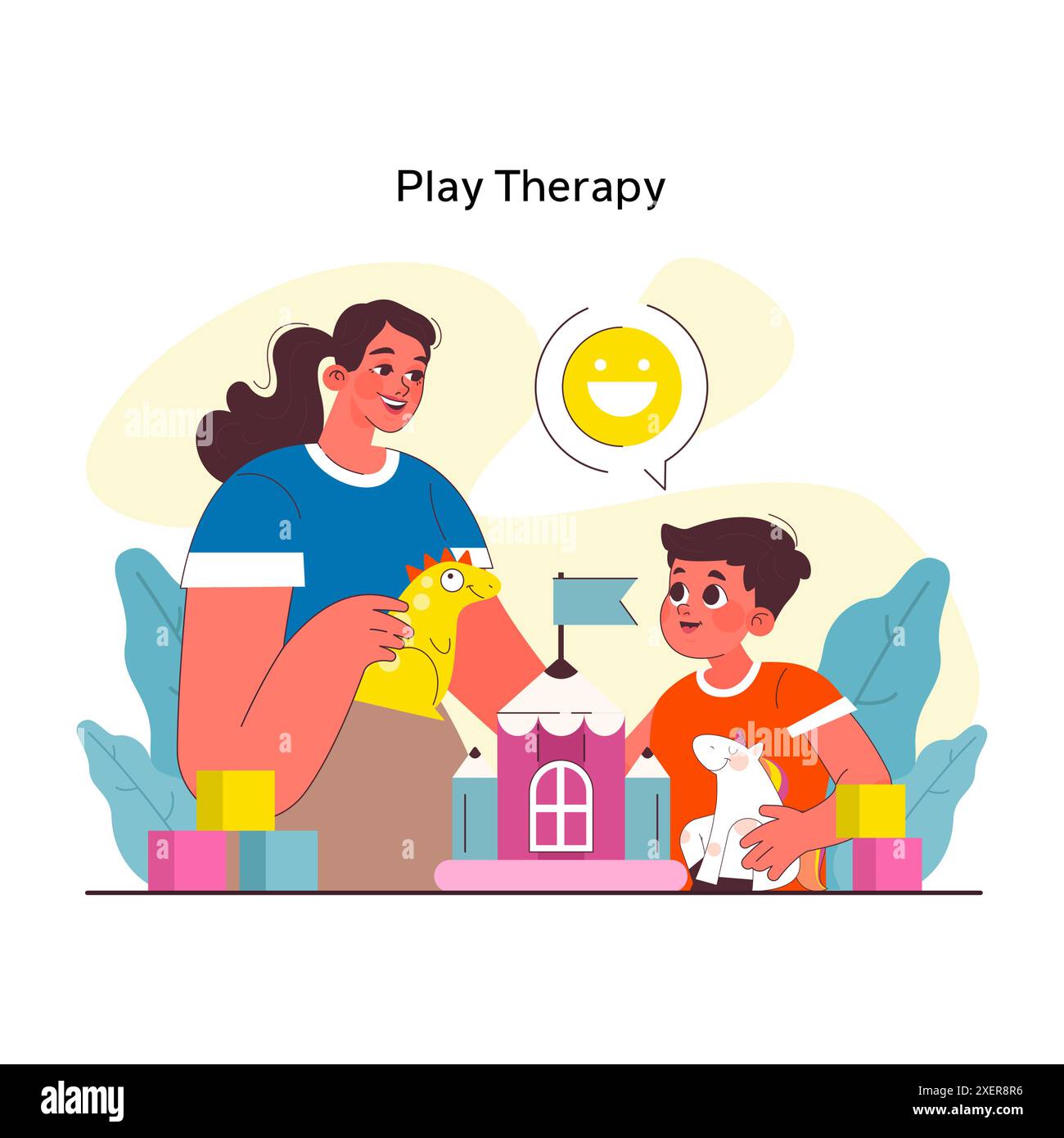 Children psychology. Play therapy, psychologist role play with a toy ...