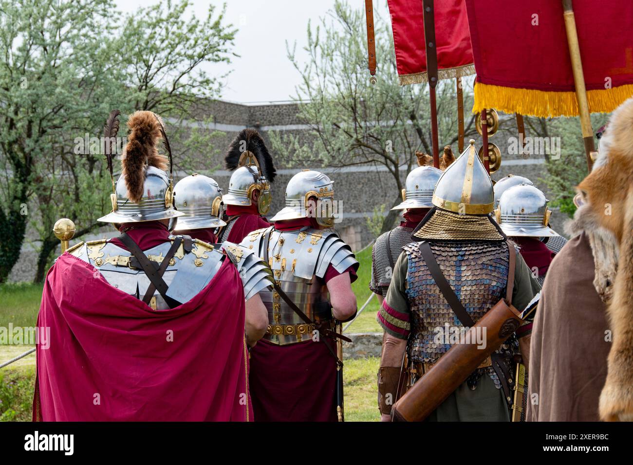 Roman legionnaires march in full armor, arranged in formation Stock Photo - Alamy