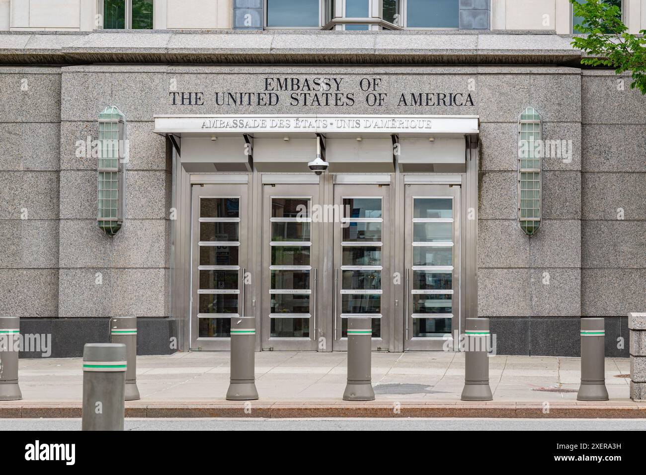 Ottawa, ON, Canada-June 12, 2024: The entrance door of the US Embassy ...