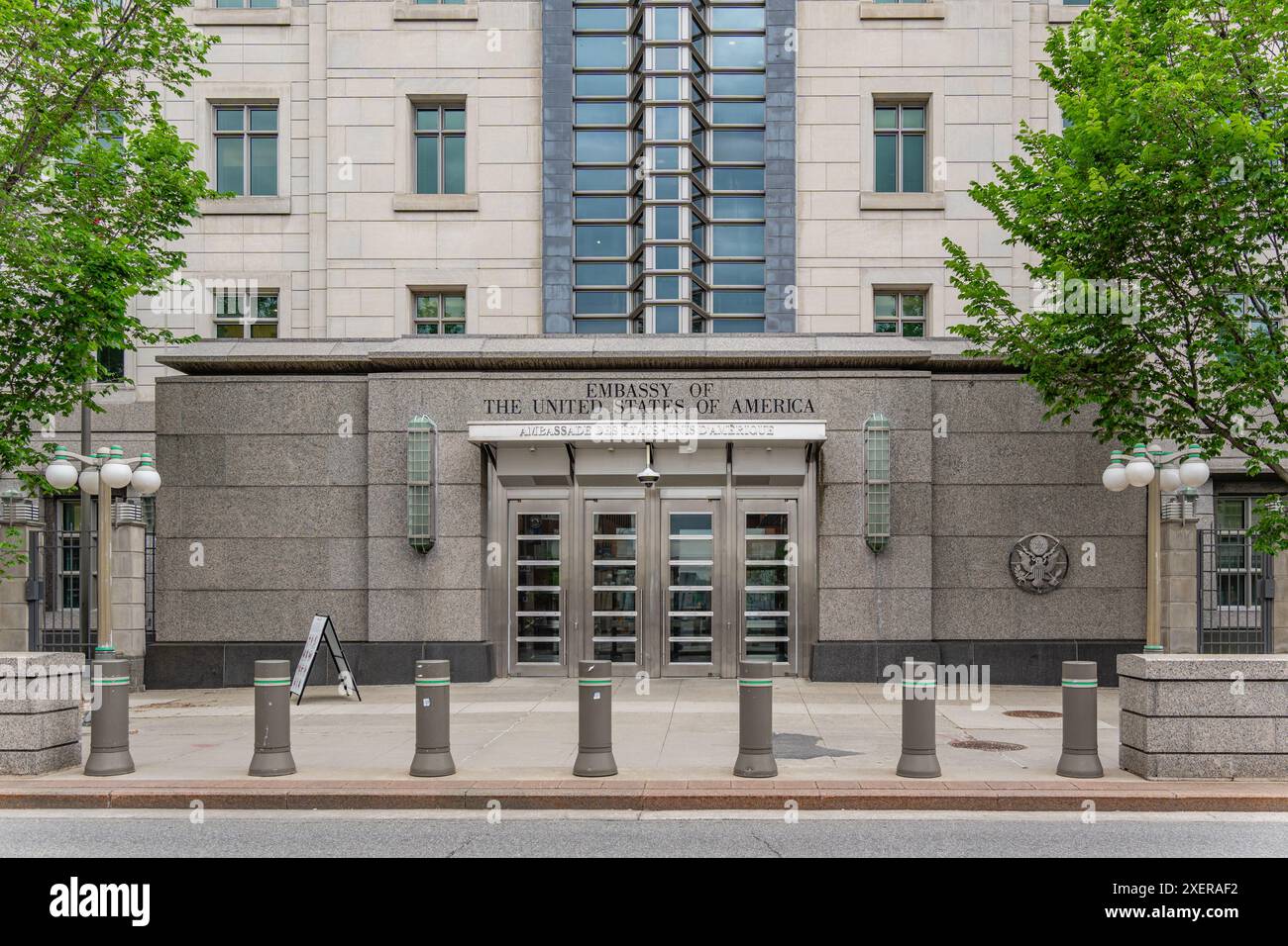 Ottawa, ON, Canada-June 12, 2024: The entrance door of the US Embassy ...