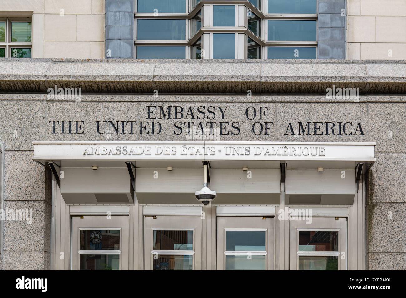 Ottawa, ON, Canada-June 12, 2024: The entrance door of the US Embassy ...