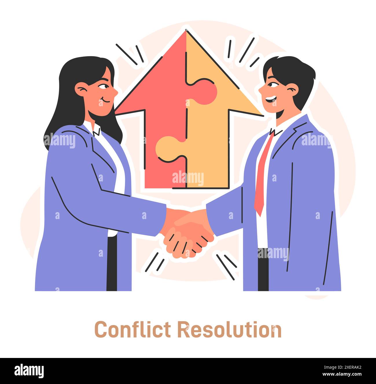 Conflict management. Character with conflict resolution skill. Person resolve a confrontation ...