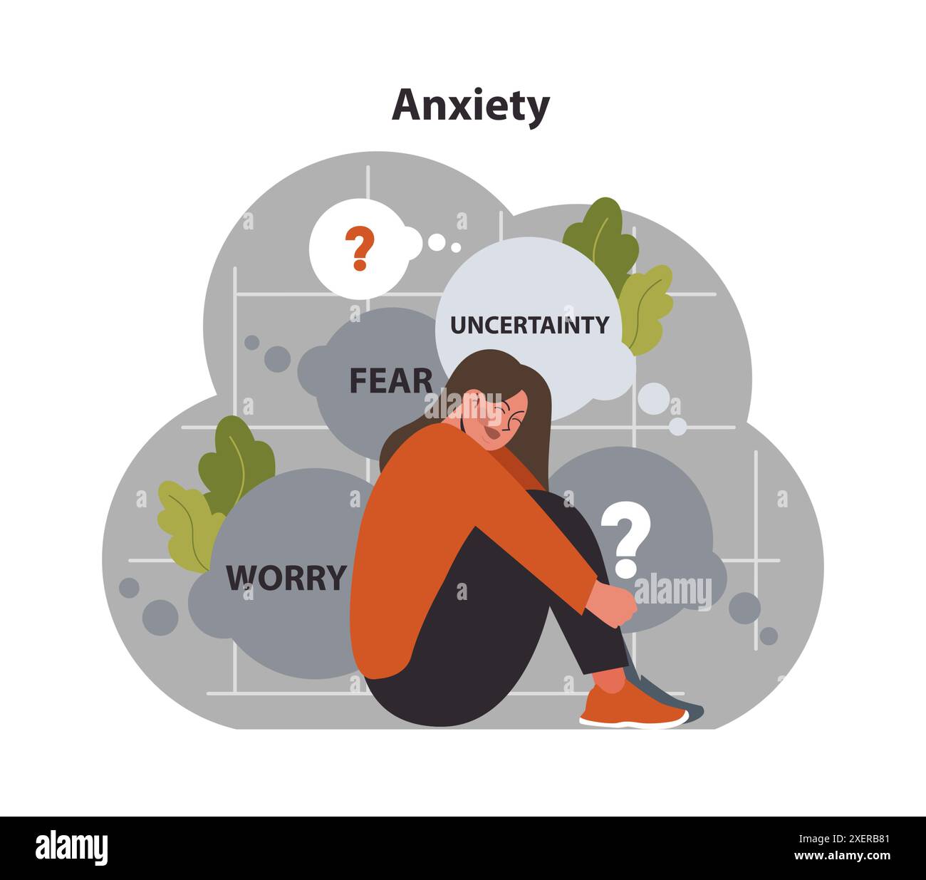Anxiety. Character experiencing mental health issues such as ...