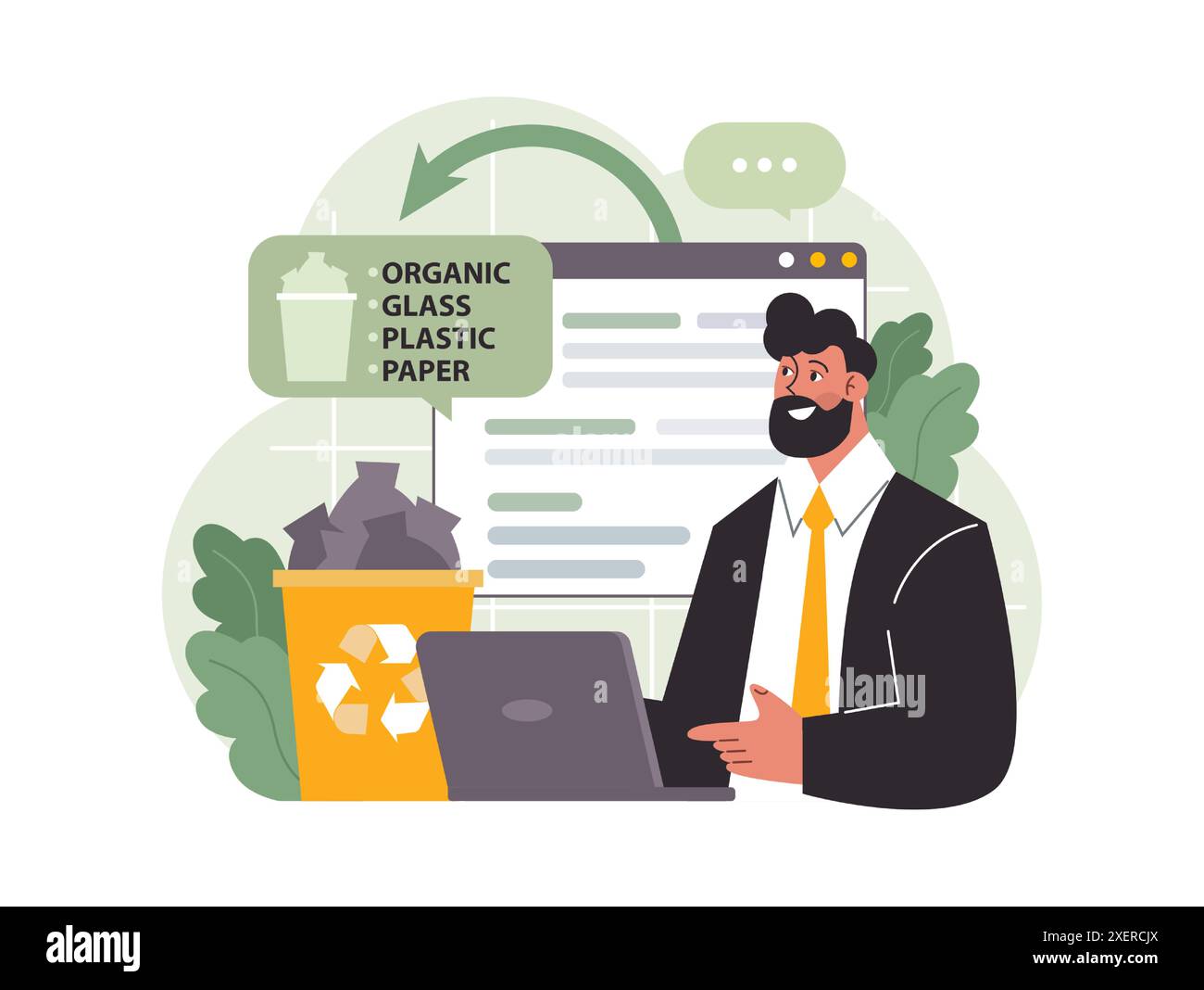 Sustainability. Conscious consumption. Character with eco-friendly life ...