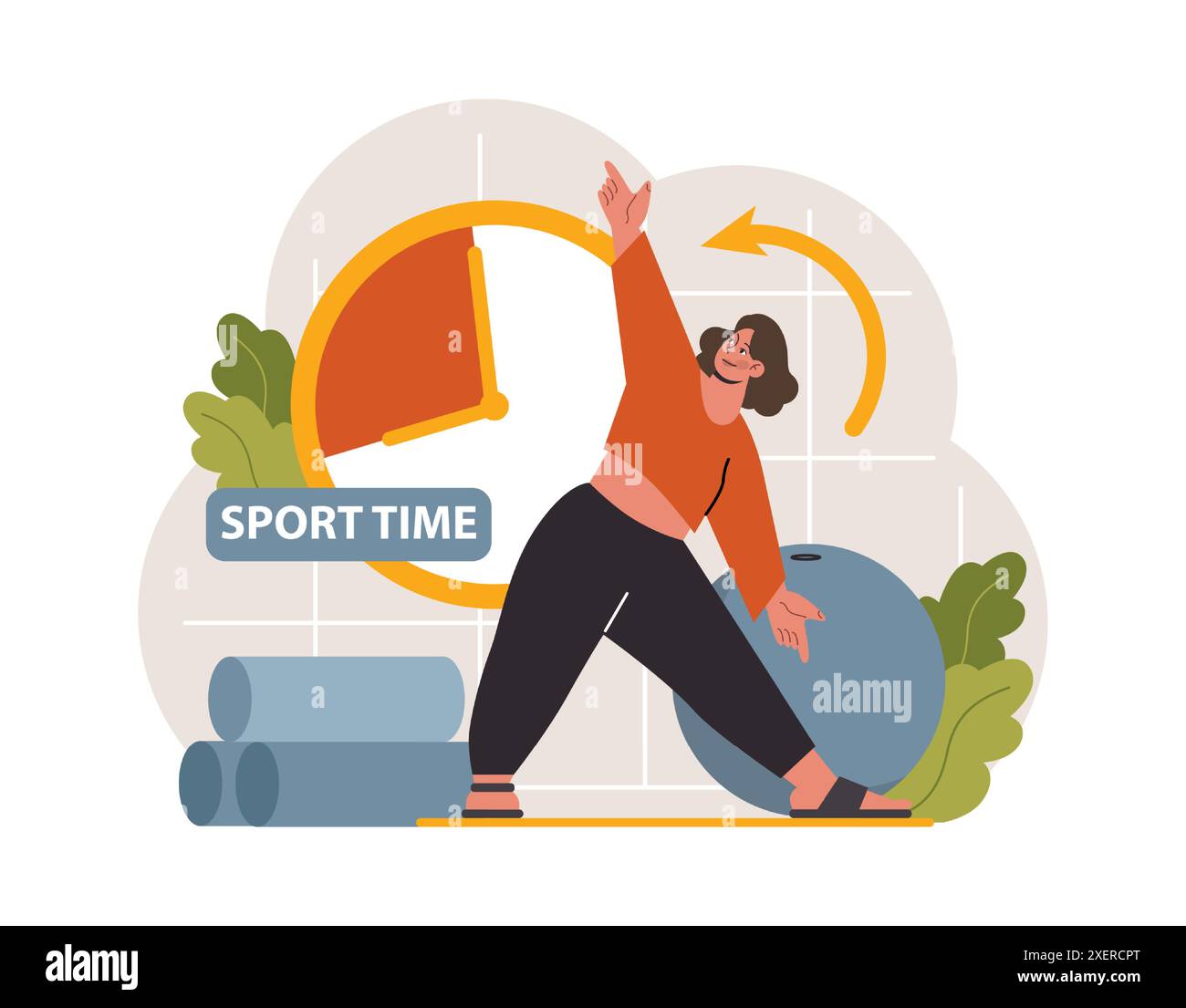 Workout routine. Woman doing sport. Stretching and gymnastics exercises ...