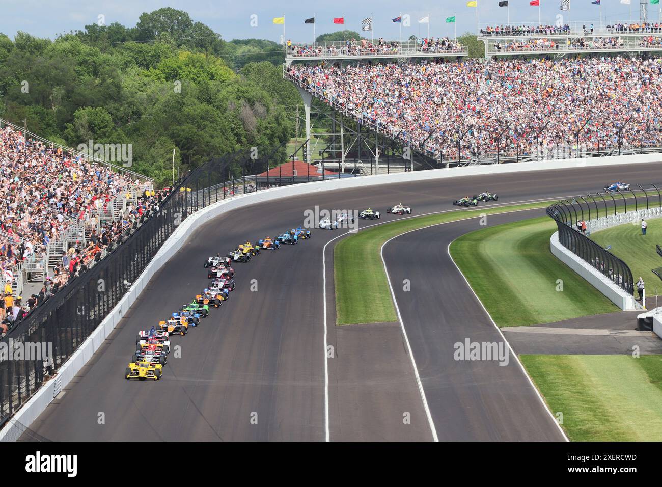 2024 indianapolis 500 - Scott McLaughlin leads a restart Stock Photo ...