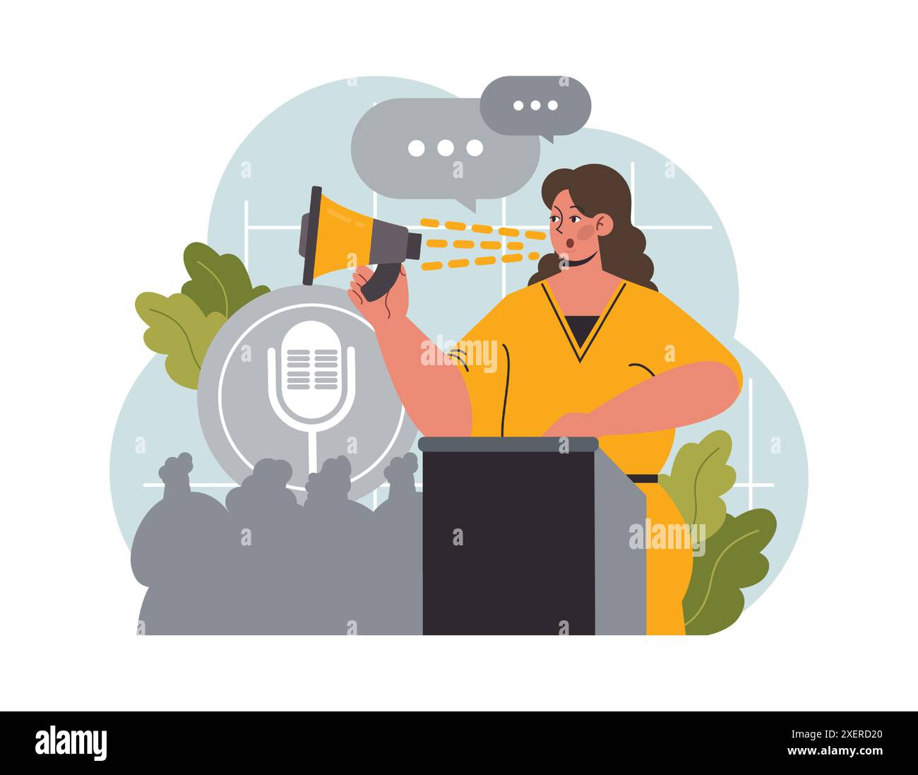 Public speaking. Confident woman speaking at the podium. Professional ...