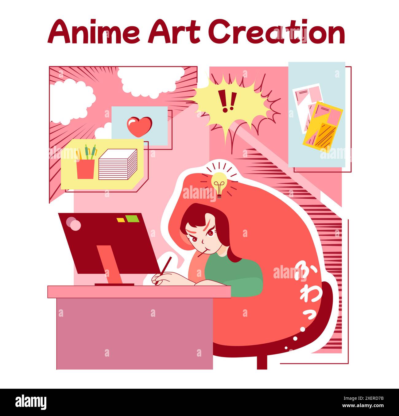 Anime culture. Otaku or geek lifestyle, popular japanese cartoons or ...