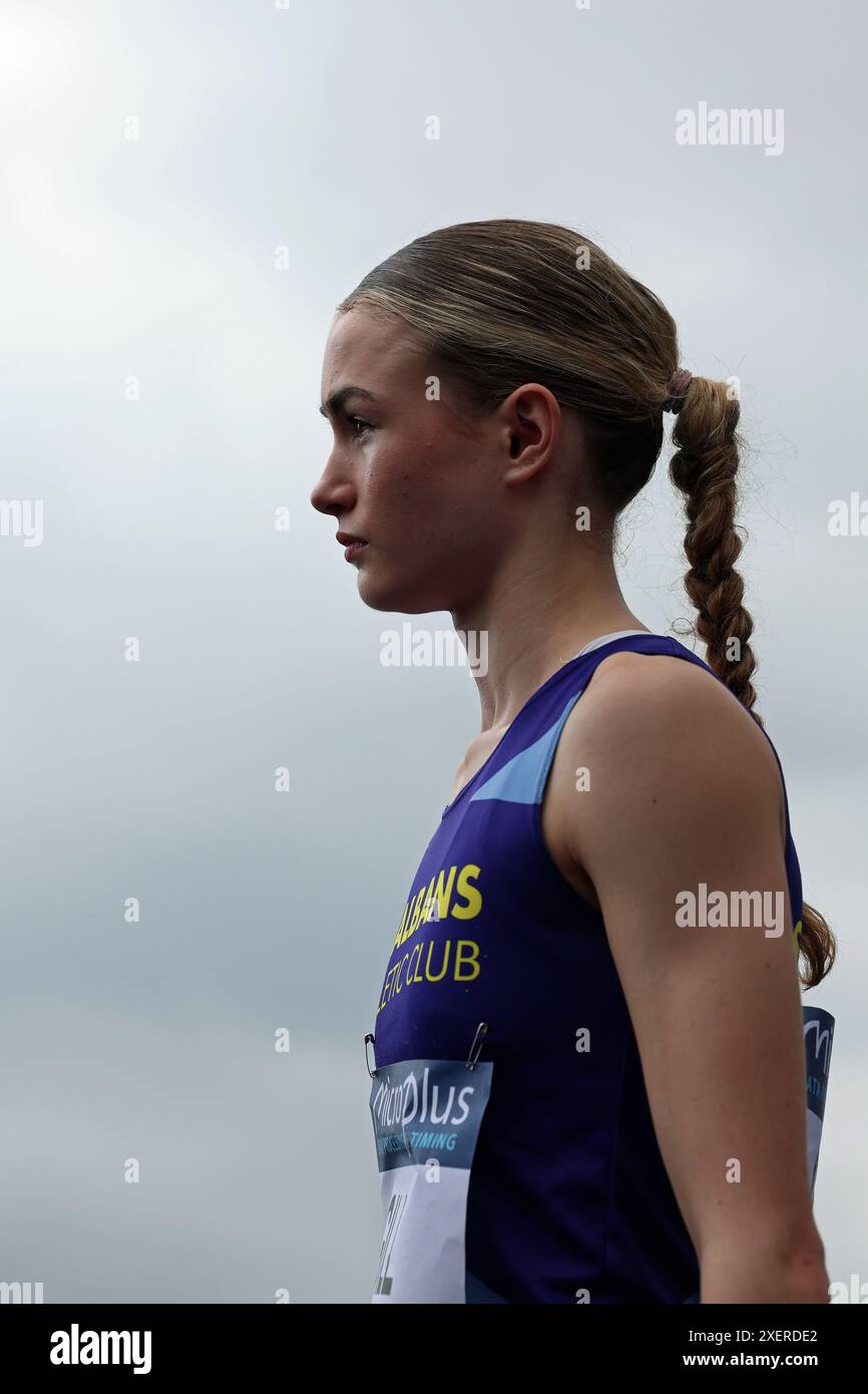 Manchester, UK. 29th June, 2024. Phoebe Gill of St Albans AC prior to ...