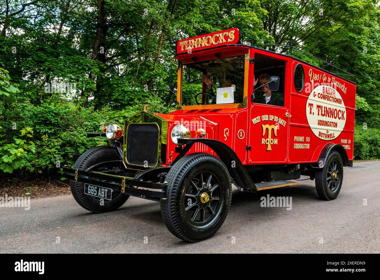 Vintage delivery van taking part in a fun charity rally on country ...