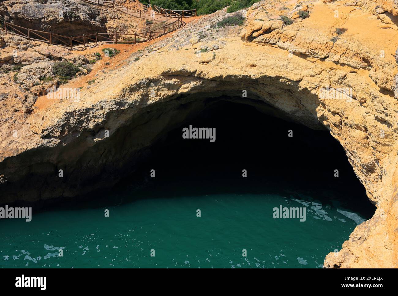 Praia da Marinha, Carvoeiro, Algarve, Portugal. Sea cave in the cliff ...