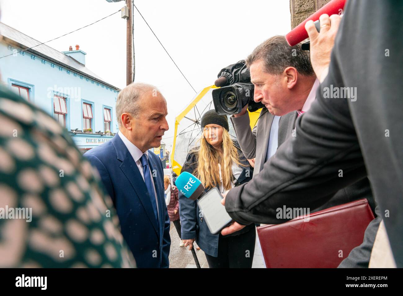 Tanaiste Micheal Martin speaking to the media following the funeral of ...