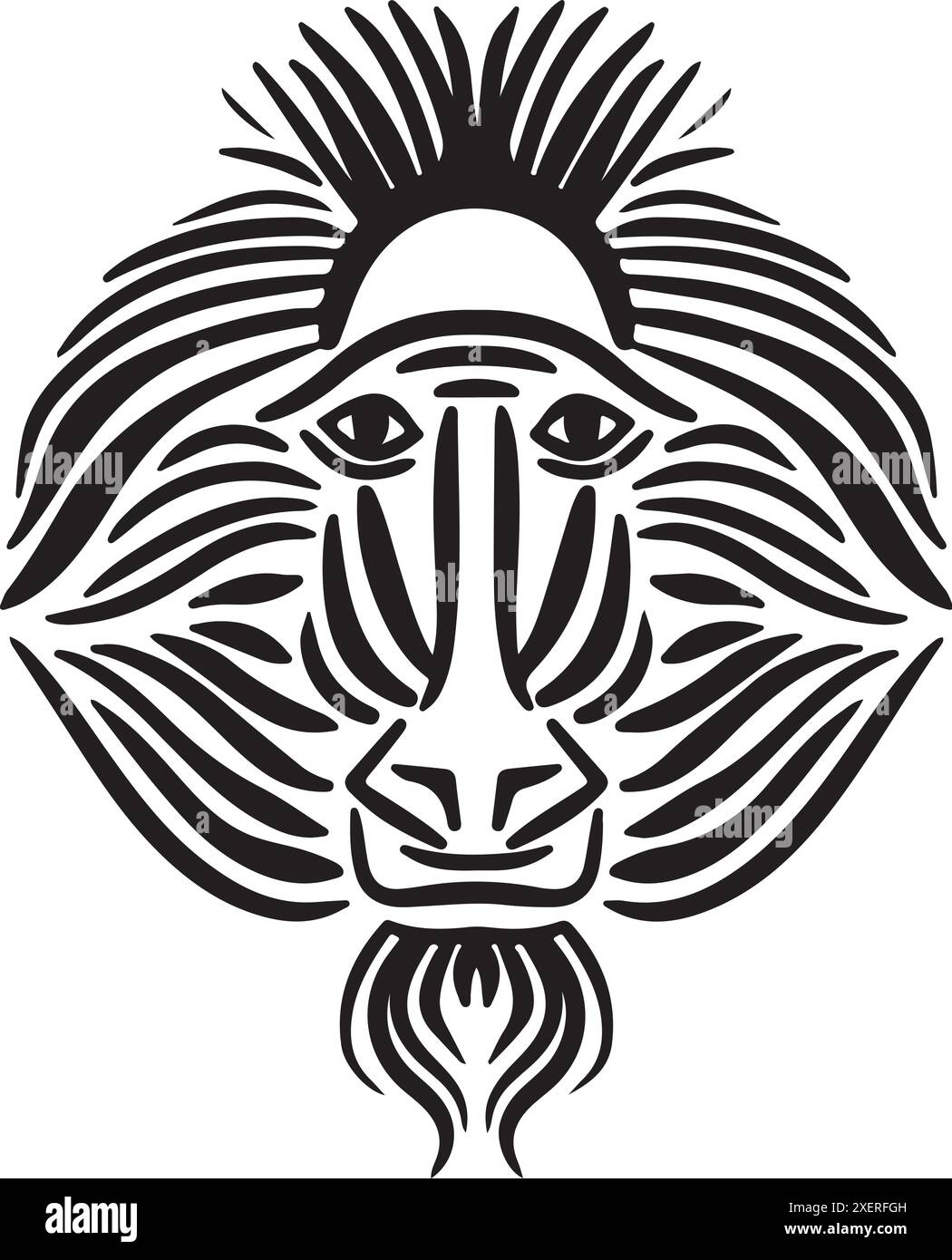 Baboon animal line drawing isolated on white background Stock Vector ...