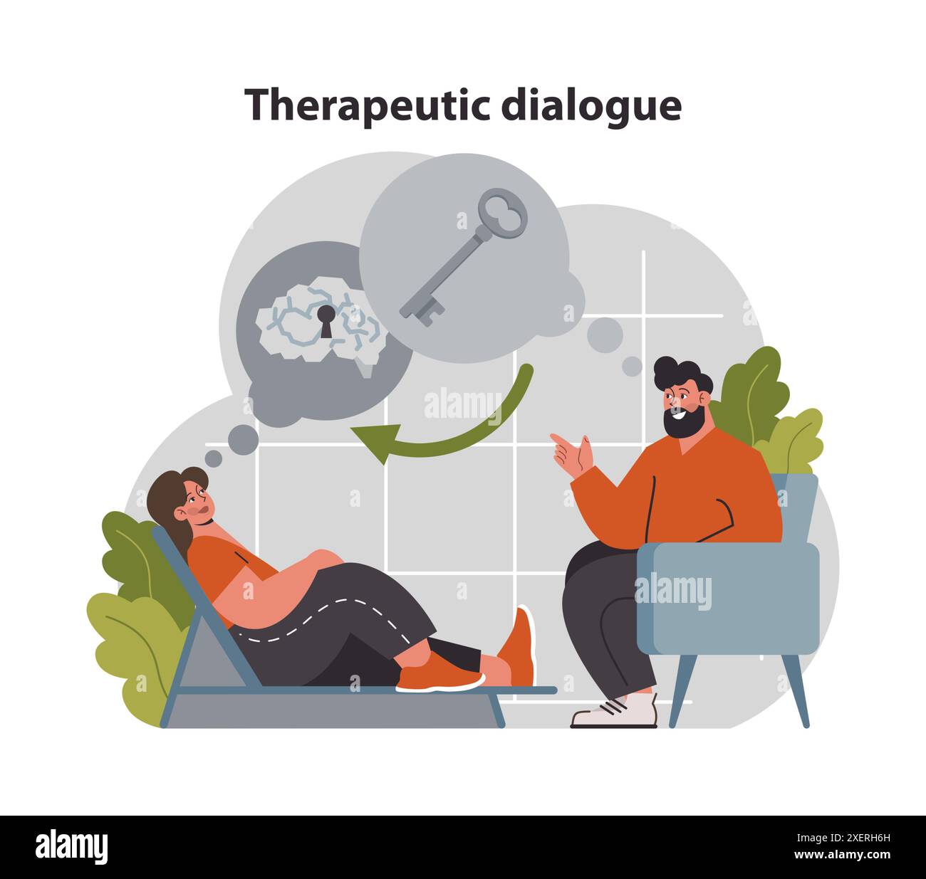 Psychotherapy. Psychiatrist consulting and testing a patient. Thoughts ...