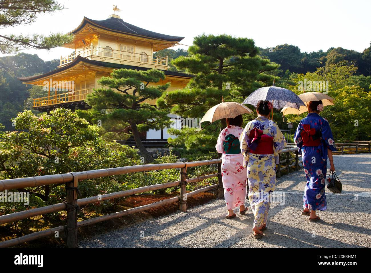 Japanese women with Kimono, Kinkakuji Temple, The Golden Pavilion ...