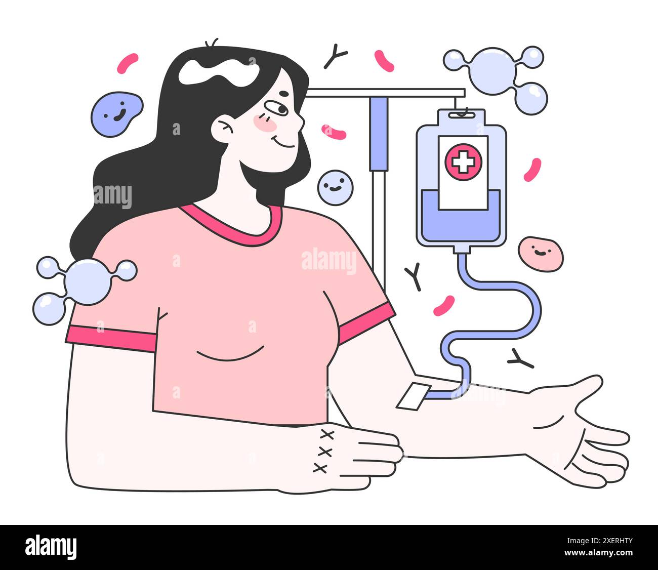 Intravenous Therapy Intravenous Infusion On Arm Female Character Getting Infusion Therapy With