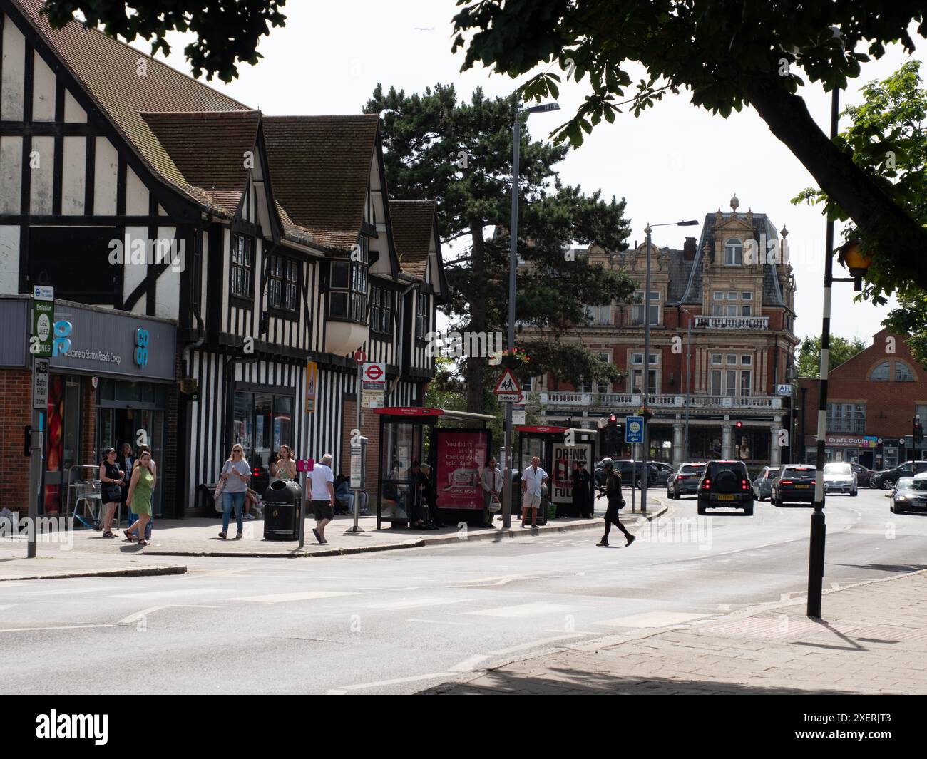 Station Road, shopping area in North Chingford, London with ornate ...