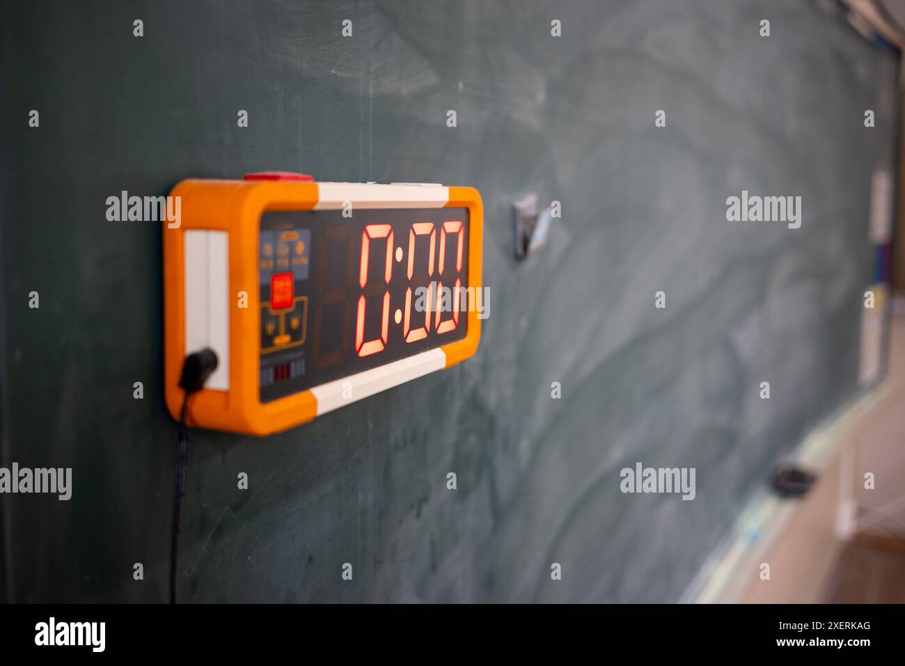 Classroom timer clock on the blackboard in a Japanese school Stock ...