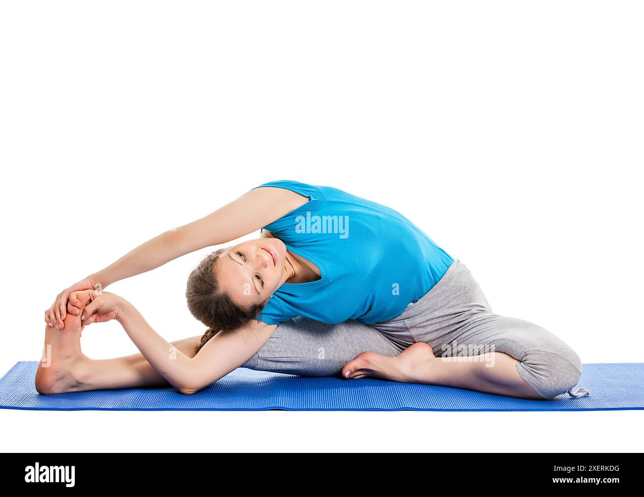 Yoga - young beautiful woman doing yoga asana exercise isolated Stock ...