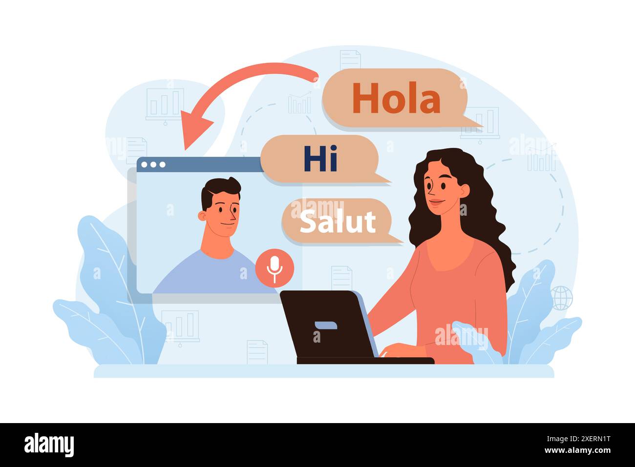 Verbal communication. Interpersonal and multilingual discussion. Two ...