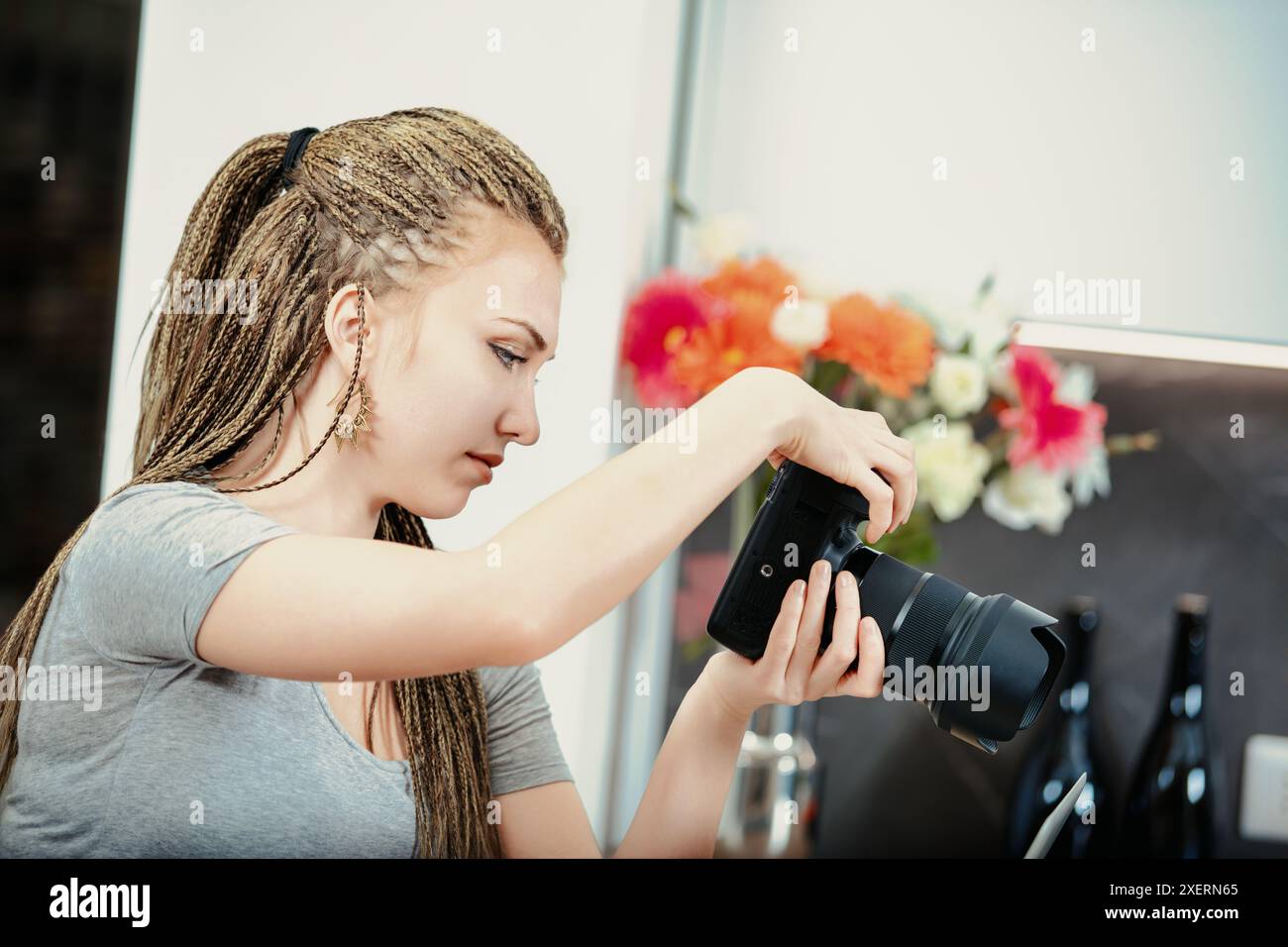 Young photographer preparing camera hi-res stock photography and images ...