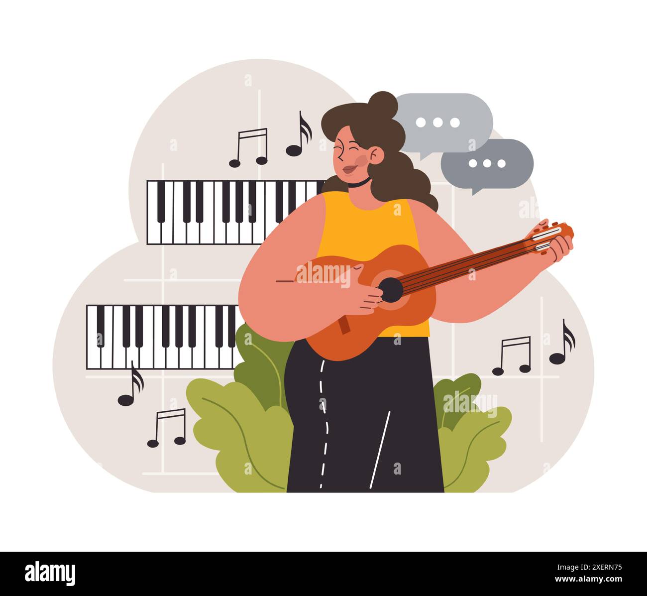 Music therapy. Character developing a creativity. Self-expression idea ...