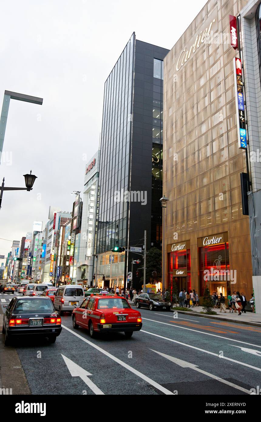 Chanel and Cartier store, Ginza, Shopping area, Tokyo, Japan Stock ...