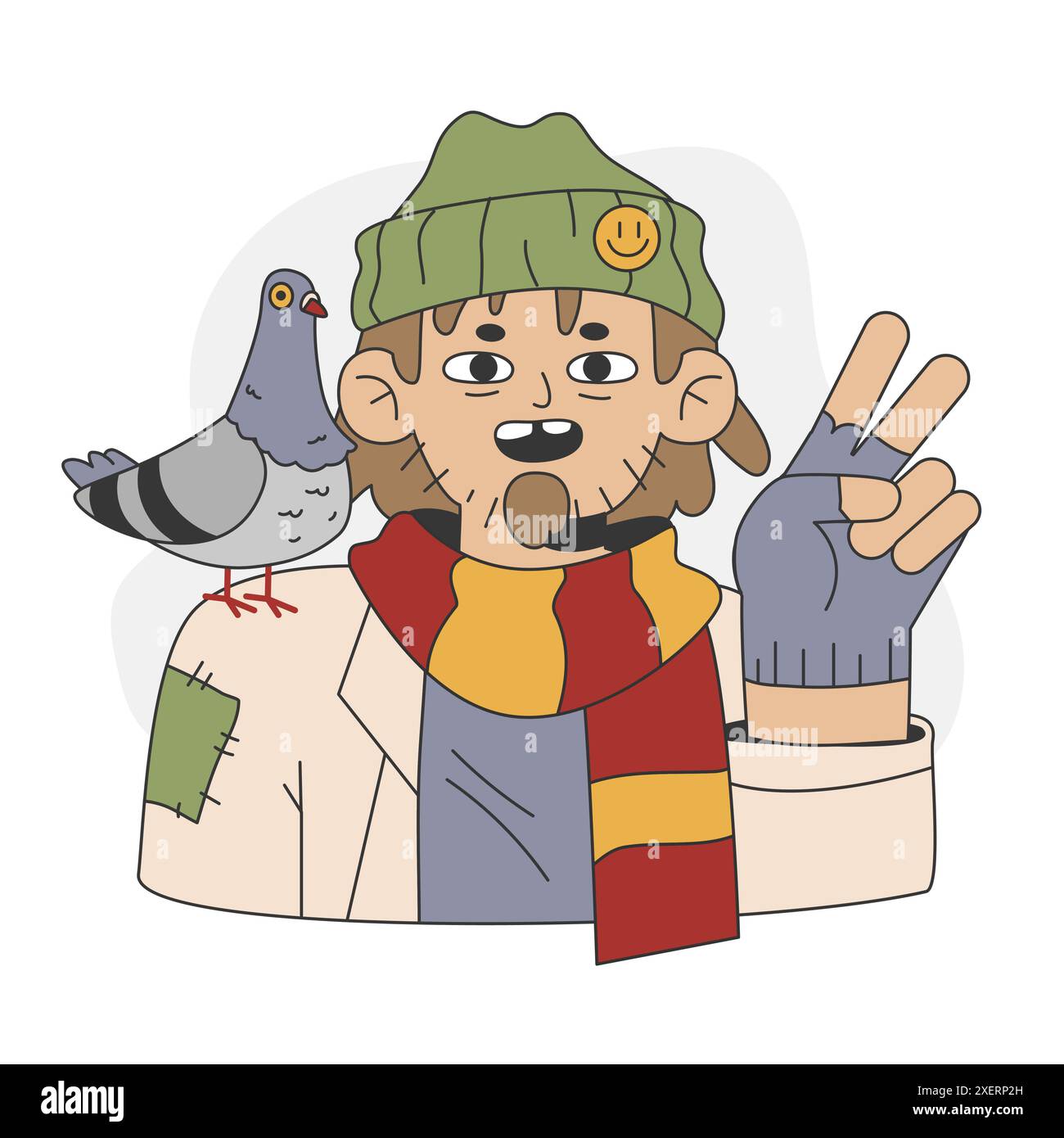 Homeless. Male beggar wearing ragged and dirty clothes begging money ...