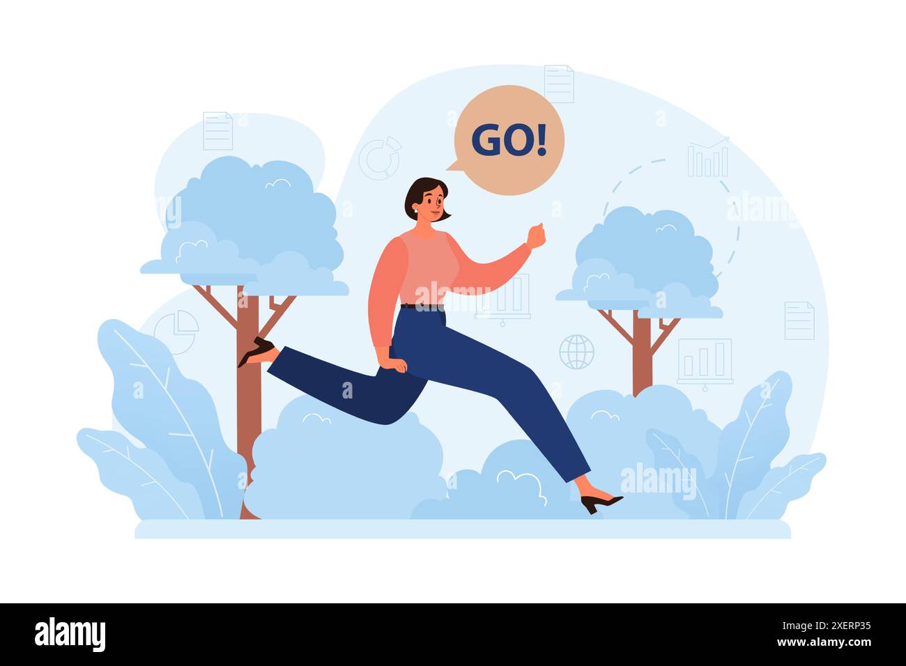 Woman running in the city park, enjoying fresh air. Active business ...