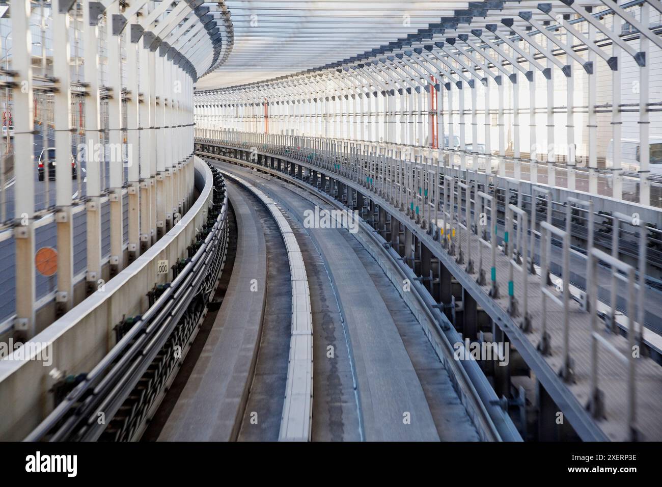 Rainbow bridge, Yurikamome line, Monorail train, Tokyo, Japan Stock ...