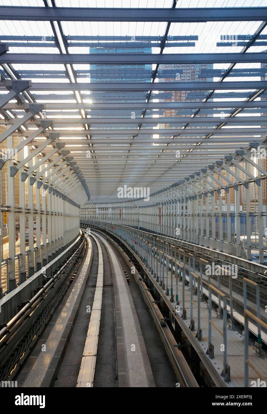 Rainbow bridge, Yurikamome line, Monorail train, Tokyo, Japan Stock ...