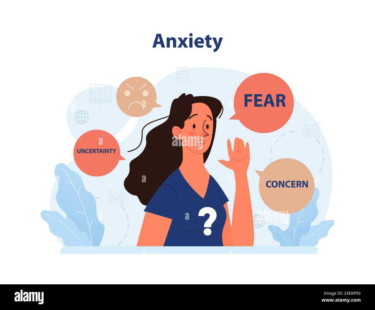 Anxiety. Character experiencing mental health issues such as ...