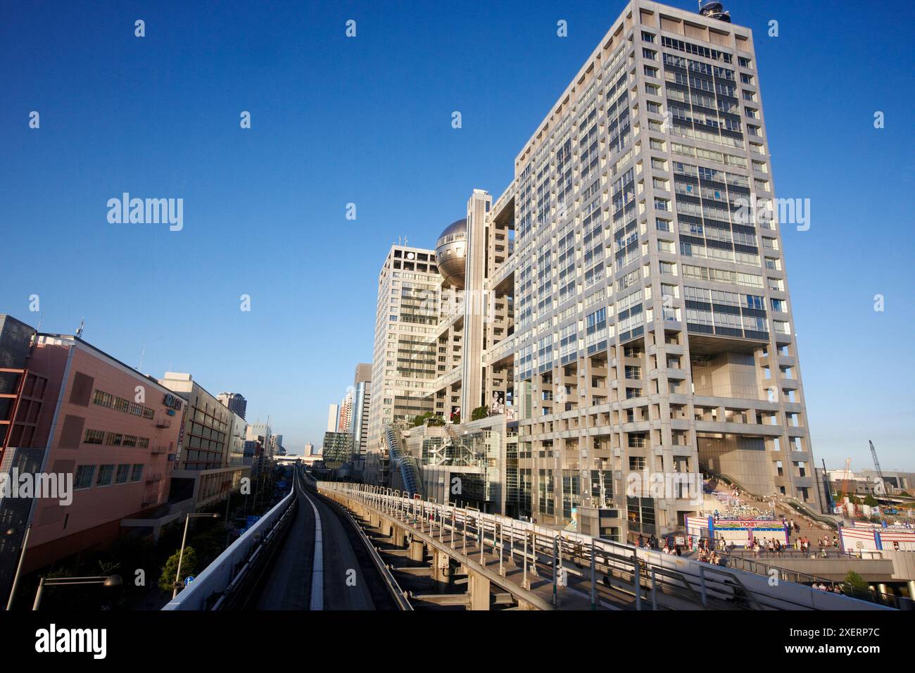 Fuji TV Building, Odaiba, Yurikamome line, Monorail train, Tokyo, Japan ...