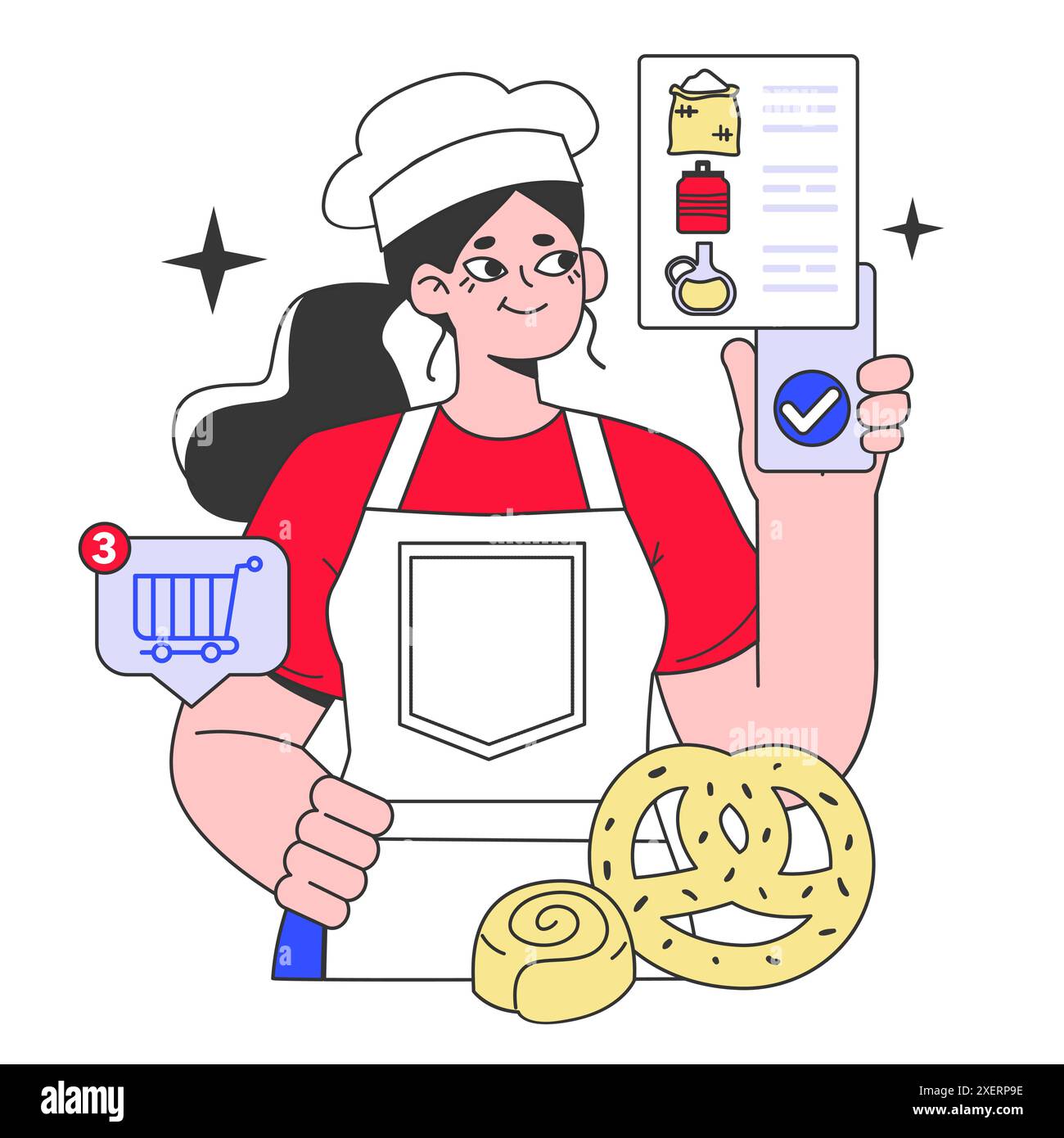 Online grocery shopping according a checklist or grocery list ...
