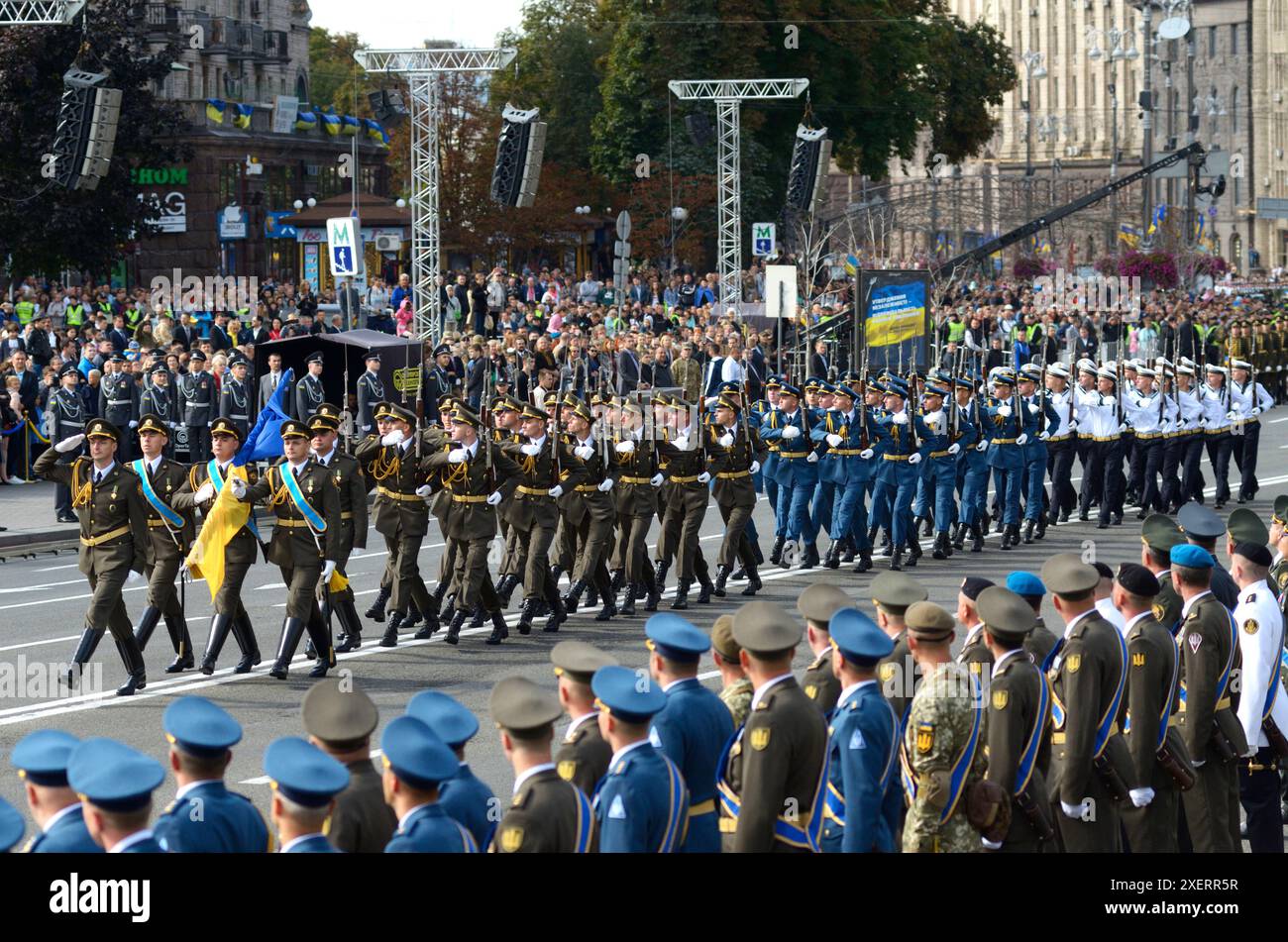 Army officers in full dress marching on a square. Military parade ...