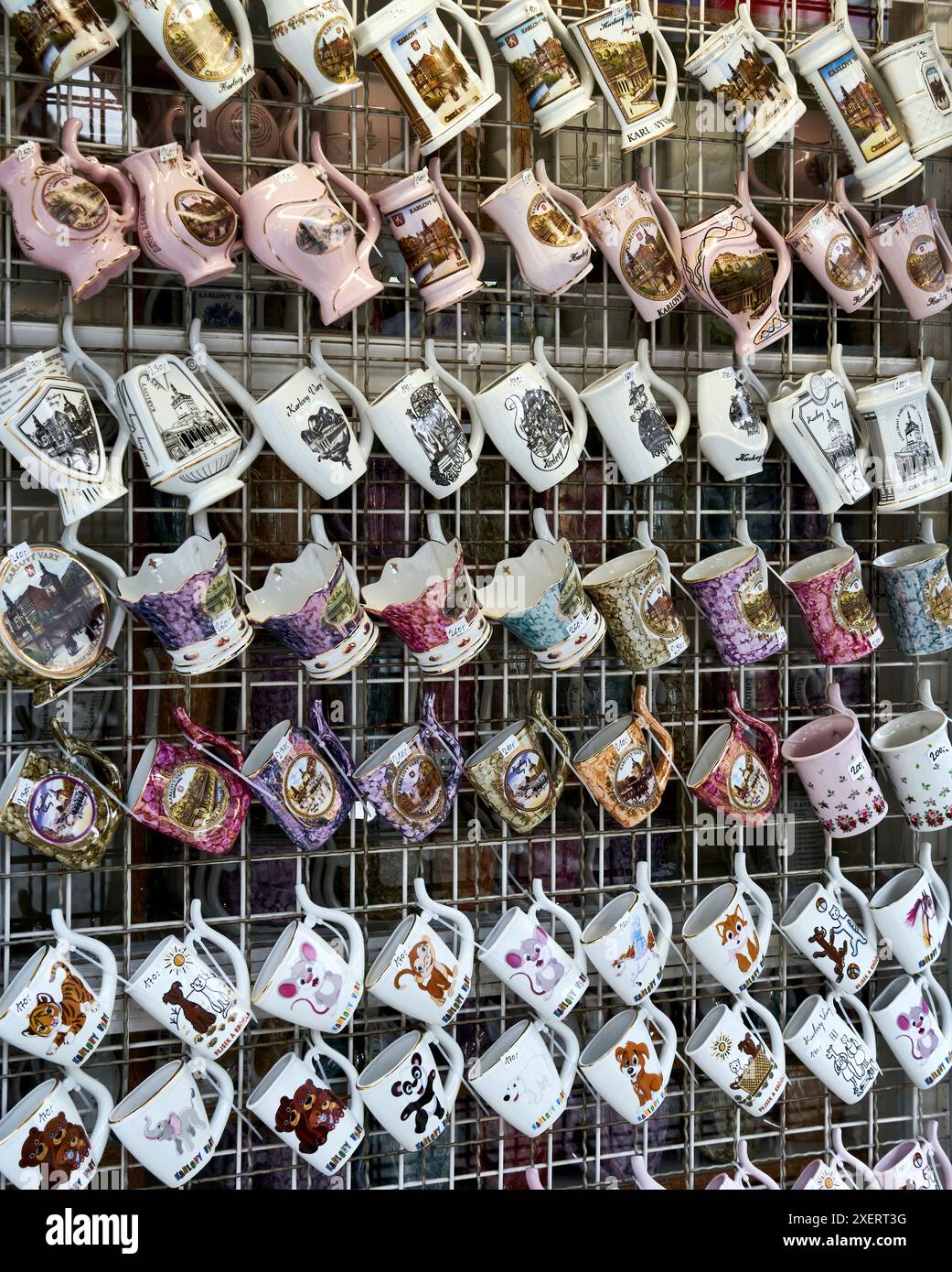 Karlsbad, Czechia, June 10, 2024: spouted cup, mug, and cups as vessels ...