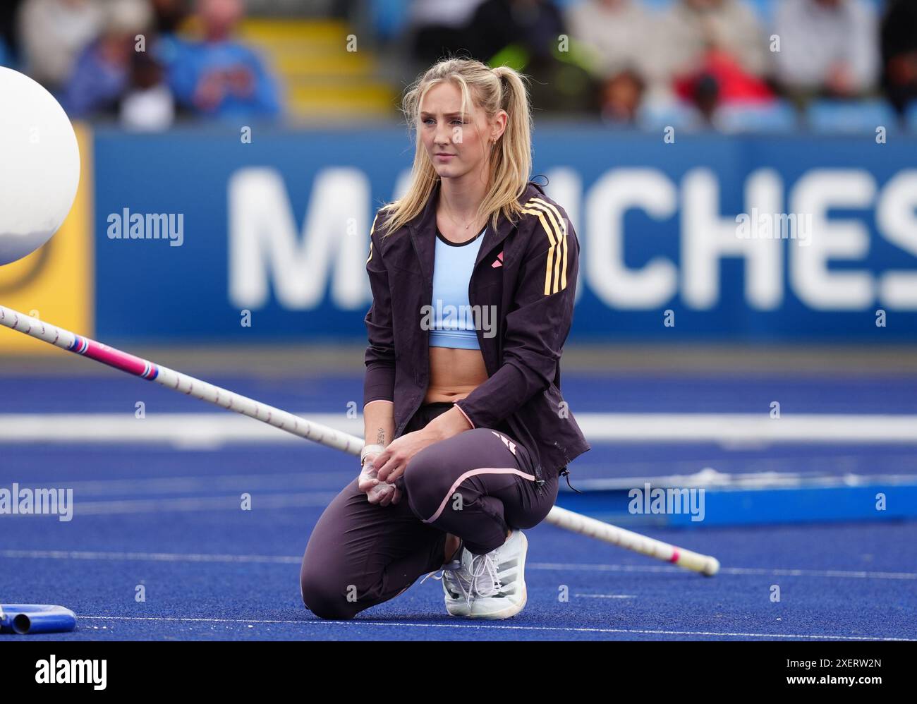 Molly Caudery in the Women's Pole Vault during day one of the Olympic ...