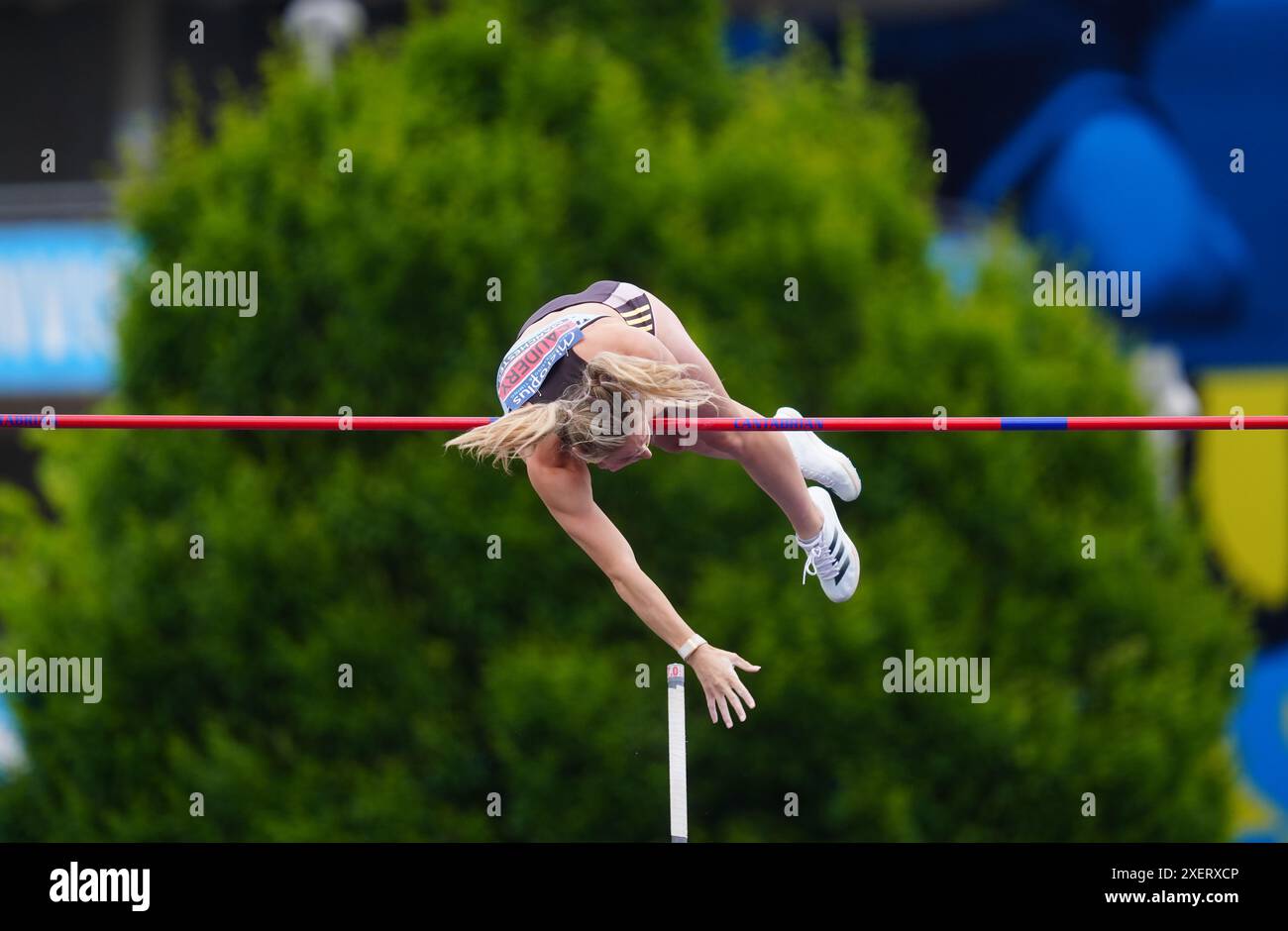 Molly caudery in the women's pole vault during day one of the olympic ...