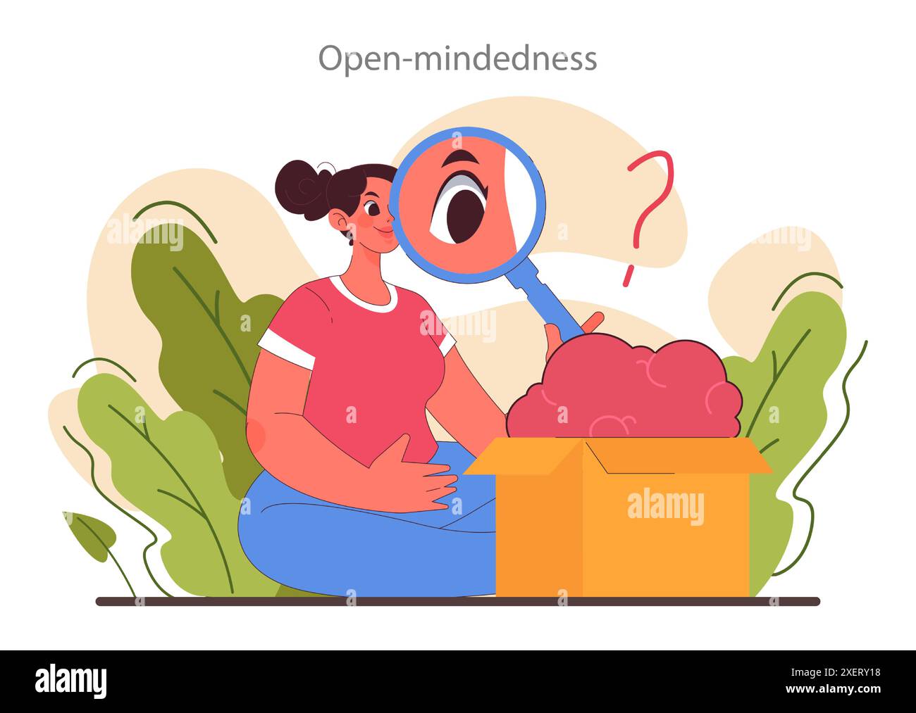Open-mindedness. Thinking outside the box. Creativity and brainstorming process. Psychological ...