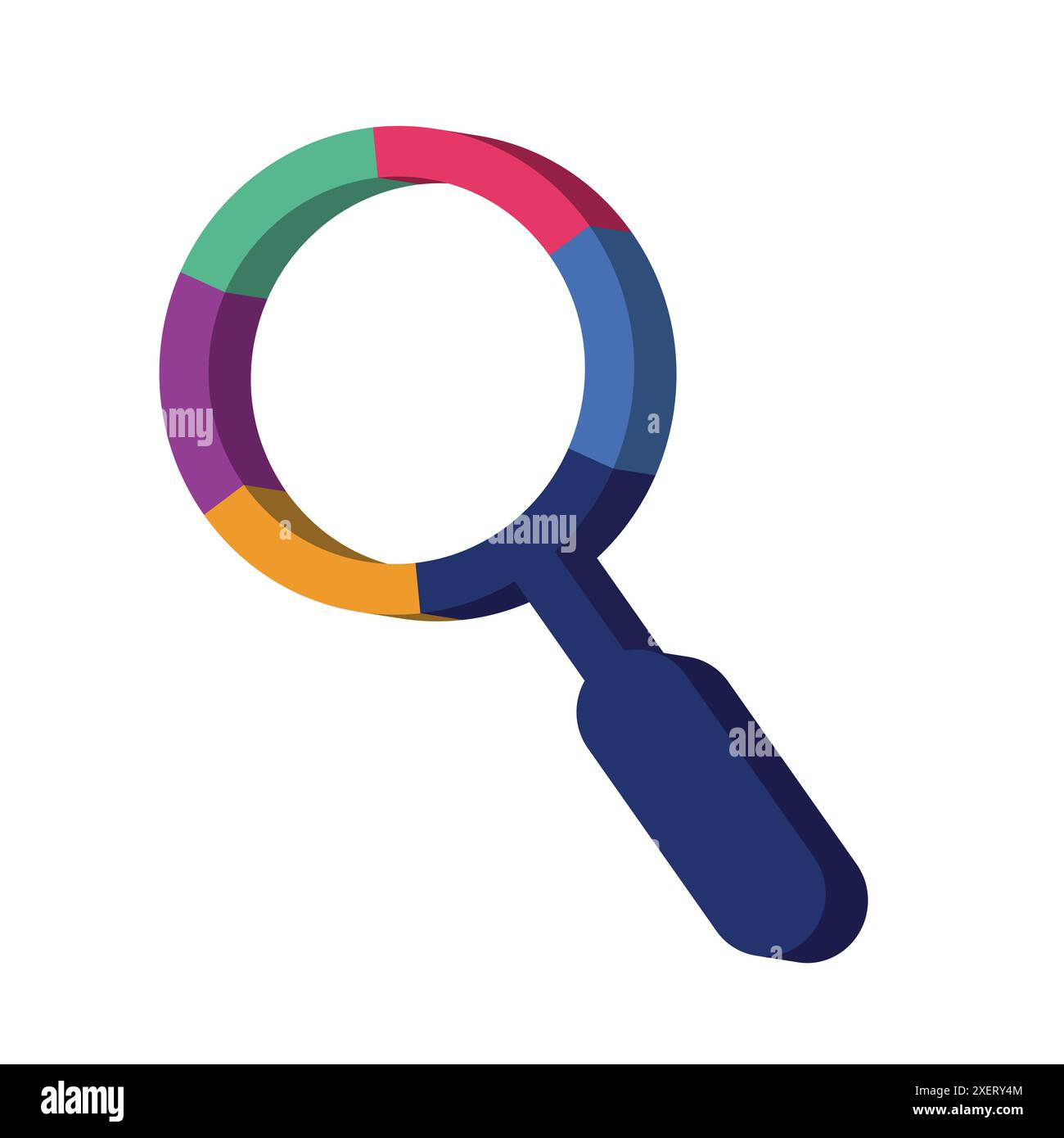 3D colorful magnifying glass or search icon isolated on a white ...