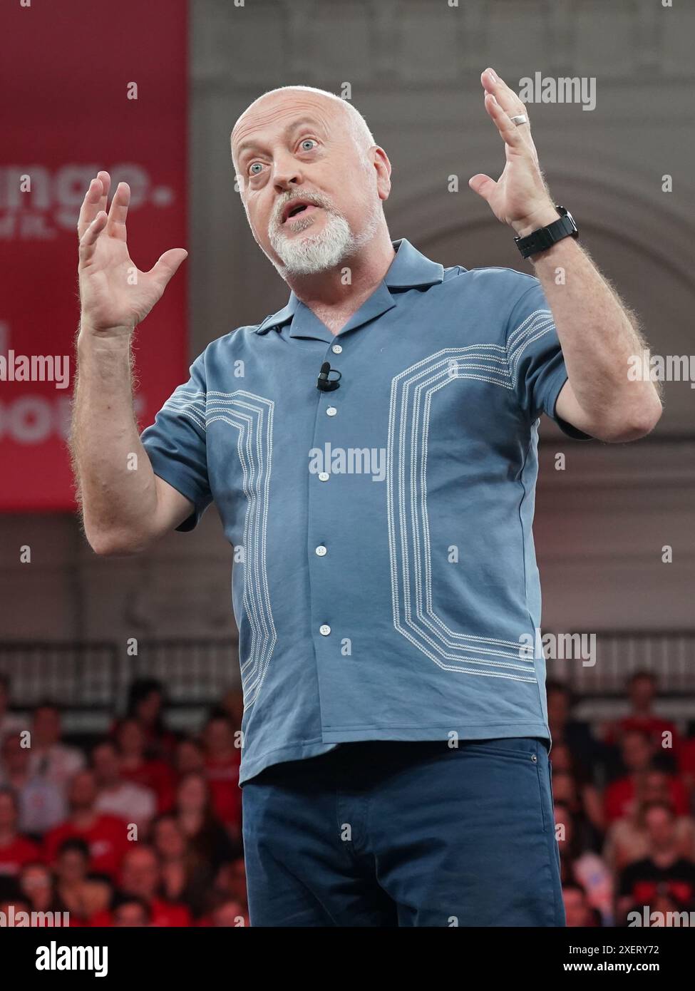 Musician and comedian Bill Bailey speaking at a major campaign event at ...