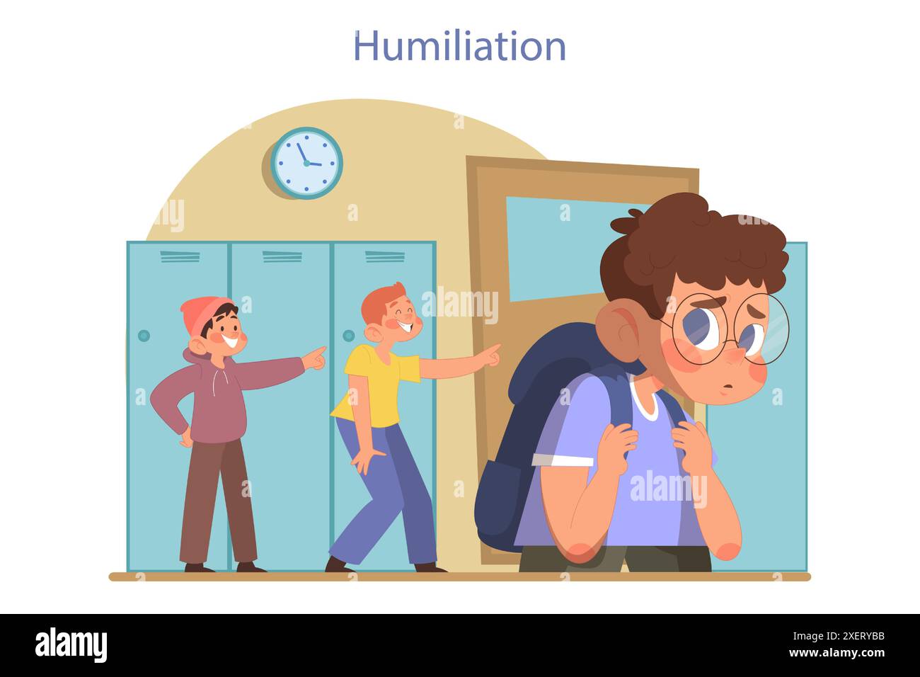 School bullying. Schoolboy being bullied and shamed. Agression and ...