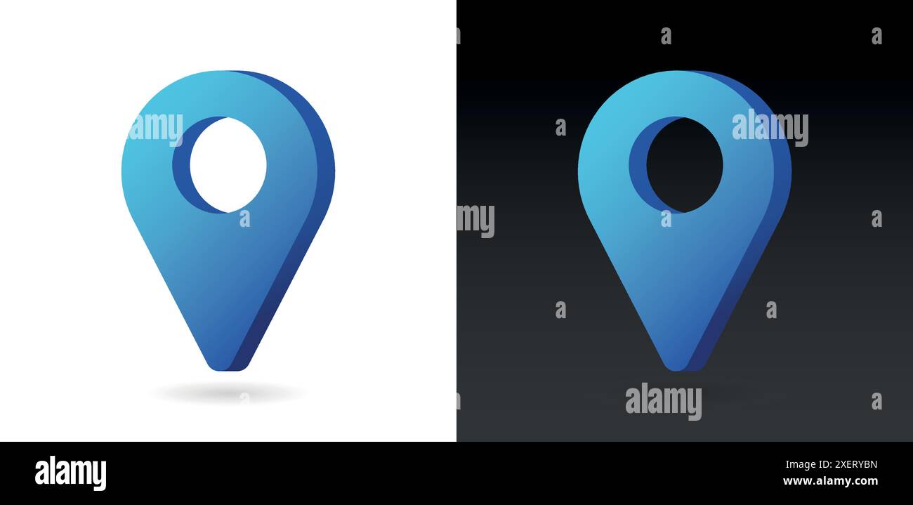 3D Realistic blue color location map pin GPS pointer markers vector illustration for a ...